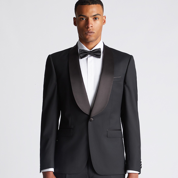 Black Slim Fit Shawl Collar Dinner 2 Piece Suit - Squires Gentlemens ...